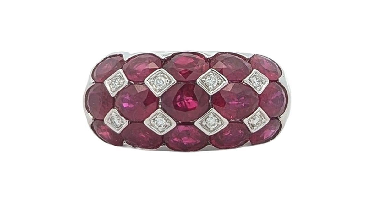 14KT White Gold Natural Ruby and 0.07ctw Diamond Estate Band – Harmony ...